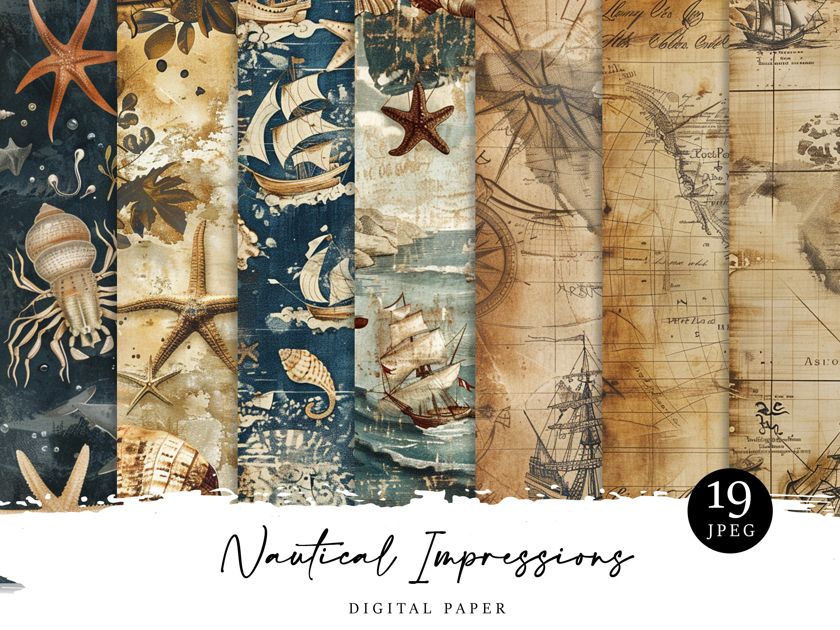 Nautical Impressions Digital Paper, a Background Graphic by Design Scotch