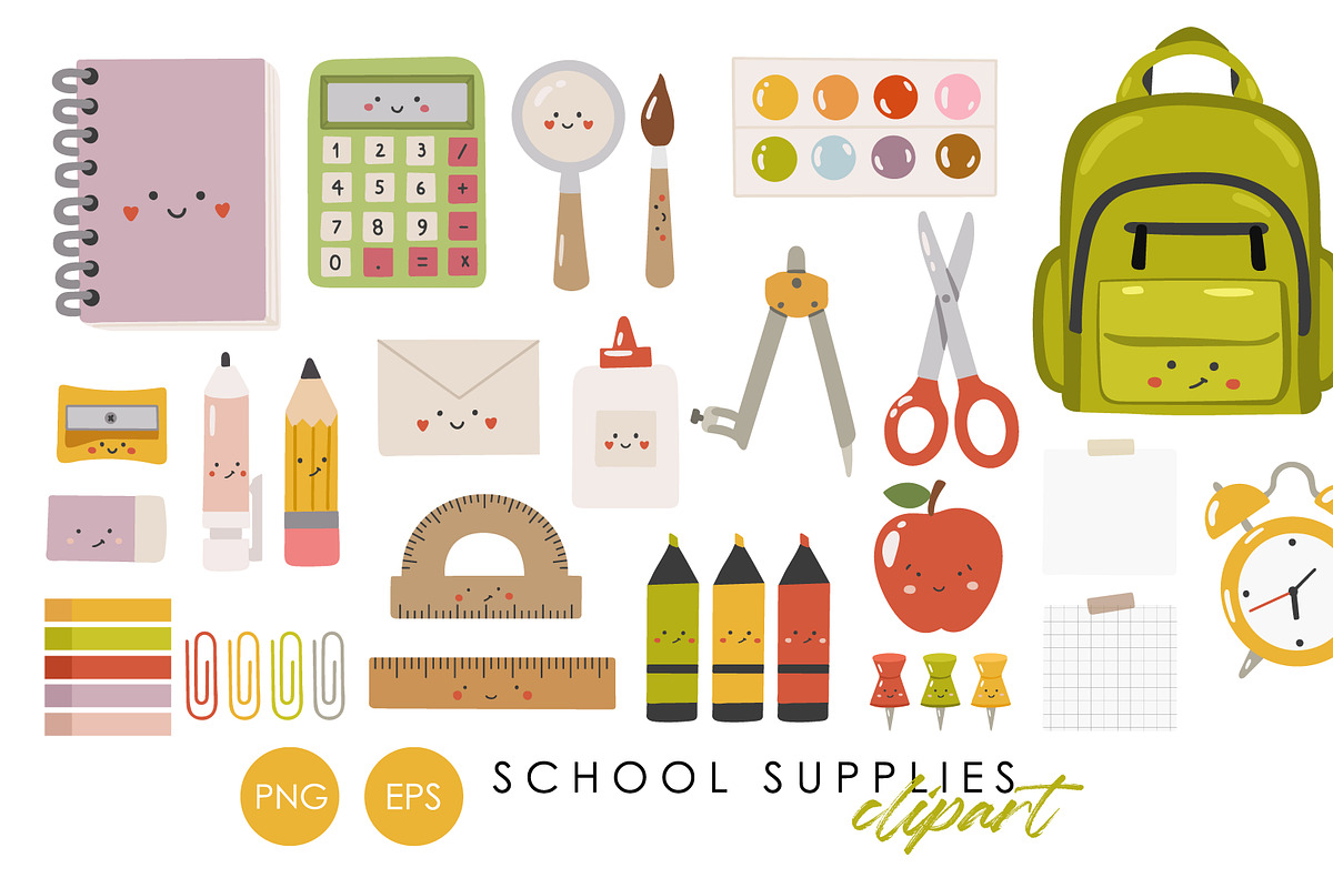 School supplies clipart, an Education Illustration by ⋒DesignECShop⋒