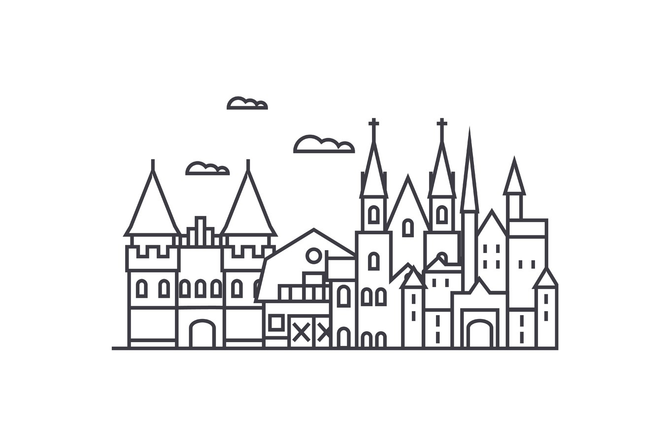 germany castles vector line icon, sign, illustration on background ...