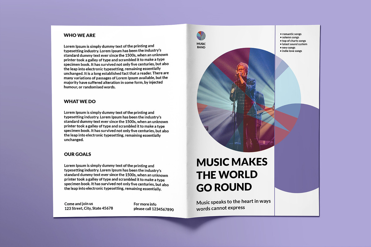 Music Band Brochure Bifold, a Brochure Template by TemplatesNow!