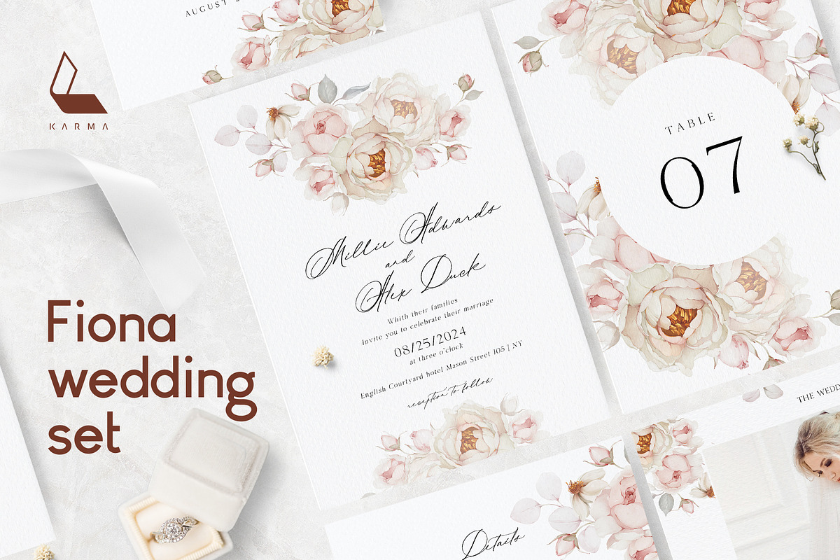Fiona Wedding Invitation Set PSD