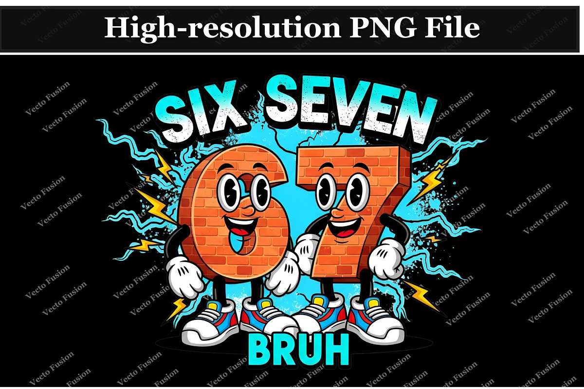 Six Seven 67 Viral Brainrot Meme PNG, a Graphic by Vector Portal