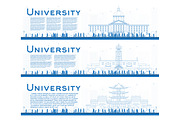 Outline Set of University Campus, an Education Illustration by Booblgum