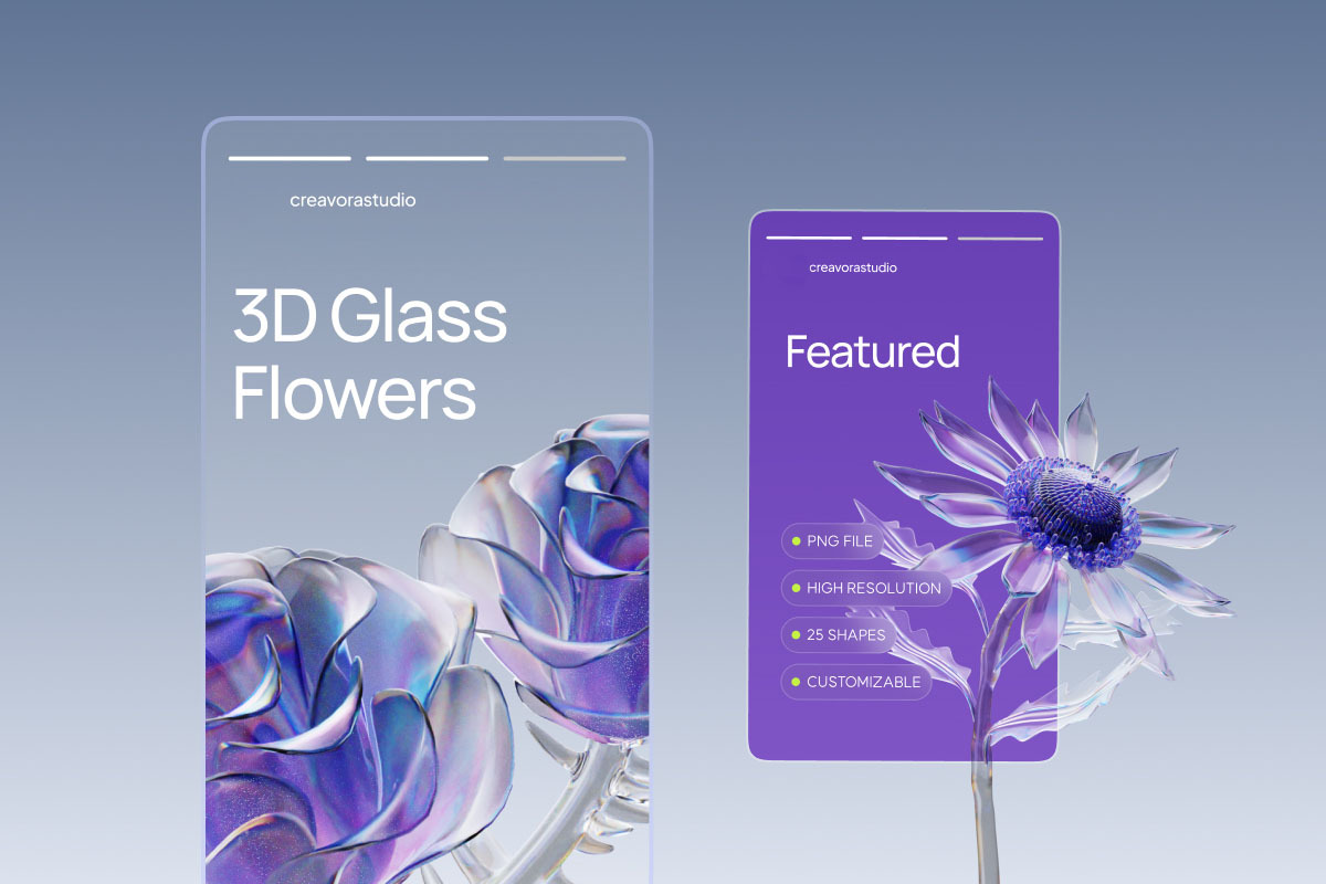3D Glass Flowers