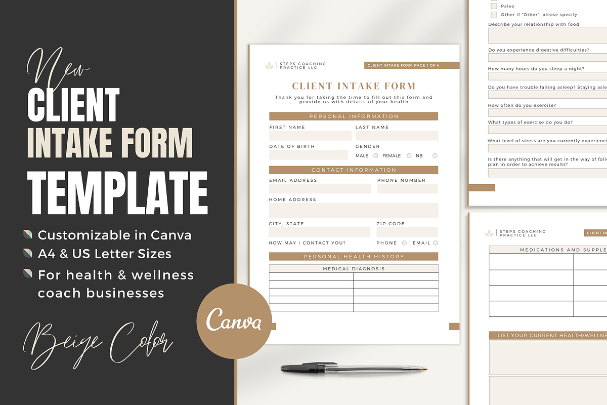 New Client Intake Form Canva, a Brochure Template by Designs by Darowan