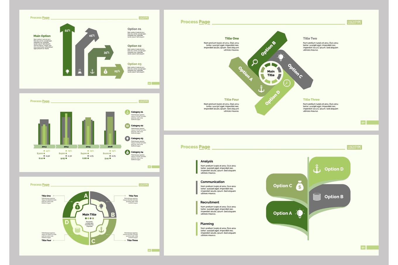 Five Management Slide Templates Set, a Texture Graphic by SurfsUpVector