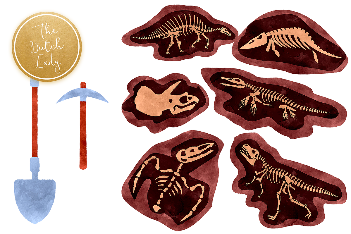 Digging up Dinosaurs Clipart Set