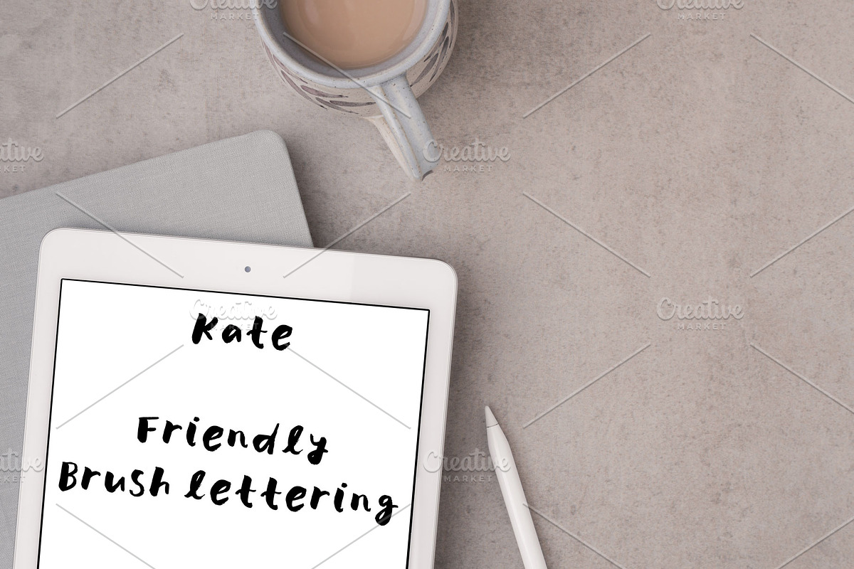 Kate font - friendly brush lettering, a Handwritten Font by katie.chappell