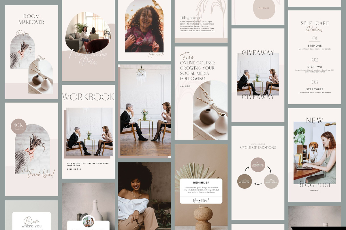 56 Boho Instagram Canva Templates, a Social Media Template by ...