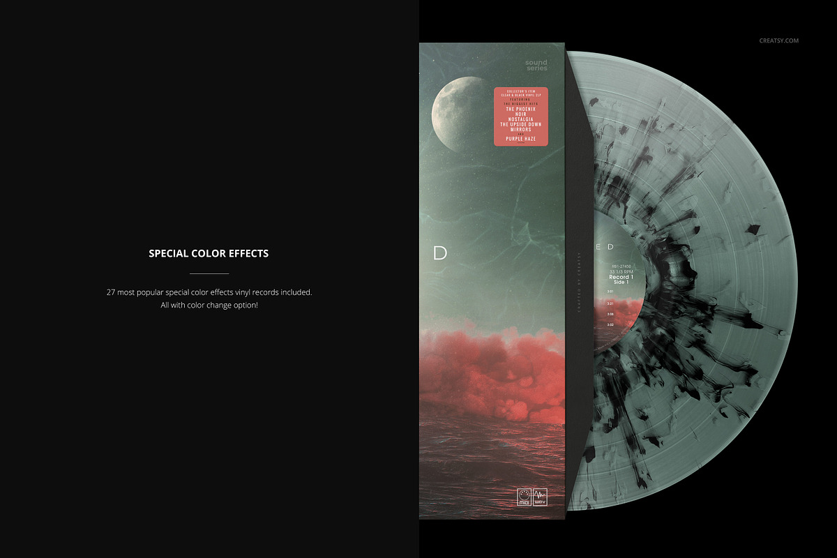 Translucent Vinyl Record Mockup Set, a Packaging Mockup by creatsy5