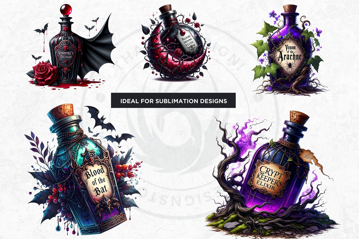 Halloween Potion bottle Clipart Set, a Seasonal Illustration by ...