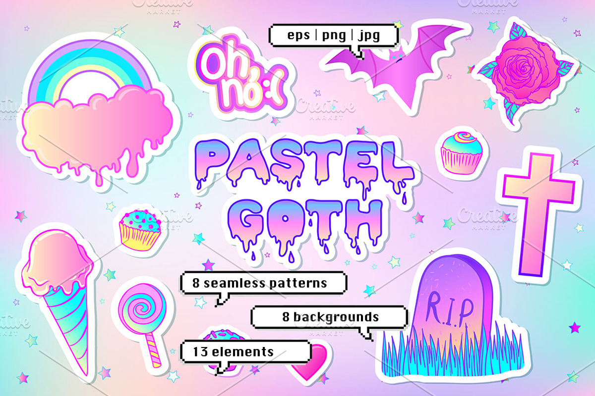 PASTEL GOTH, patches & patterns, a Pattern Graphic by Varvara Gorbash