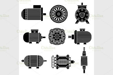 Electric motor vector icons, an Object Illustration by IllustrationArtShop