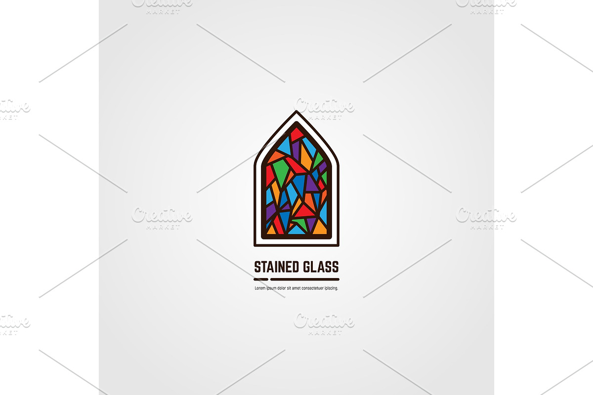 Stained glass line vector emblem, a Decorative Illustration by SkyVectors