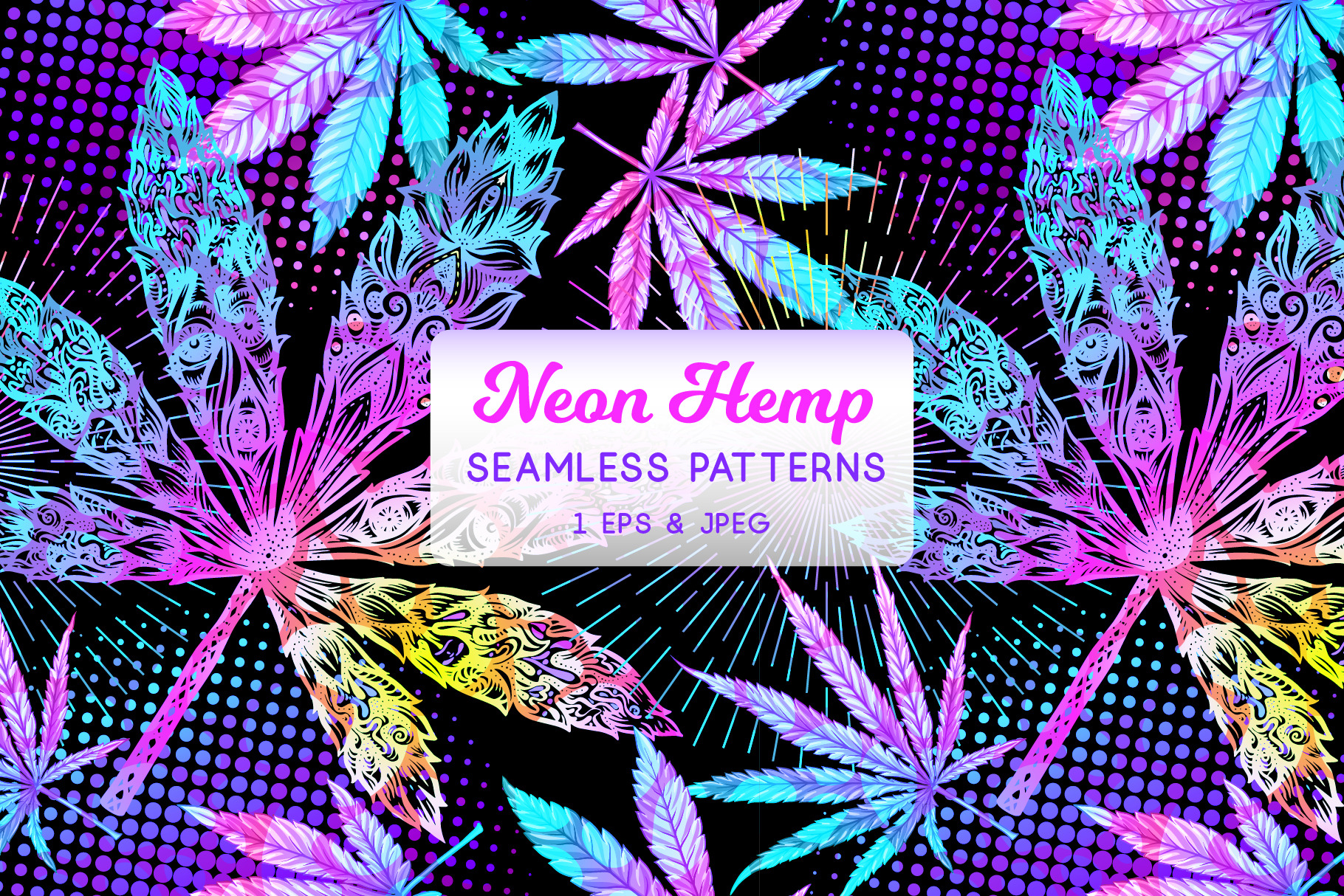 Neon Hemp Seamless, a Pattern Graphic by Elen-Lane