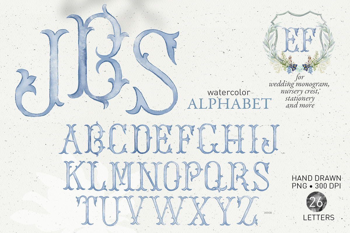 Wedding crest letters, monogram png, a Decorative Illustration by ...