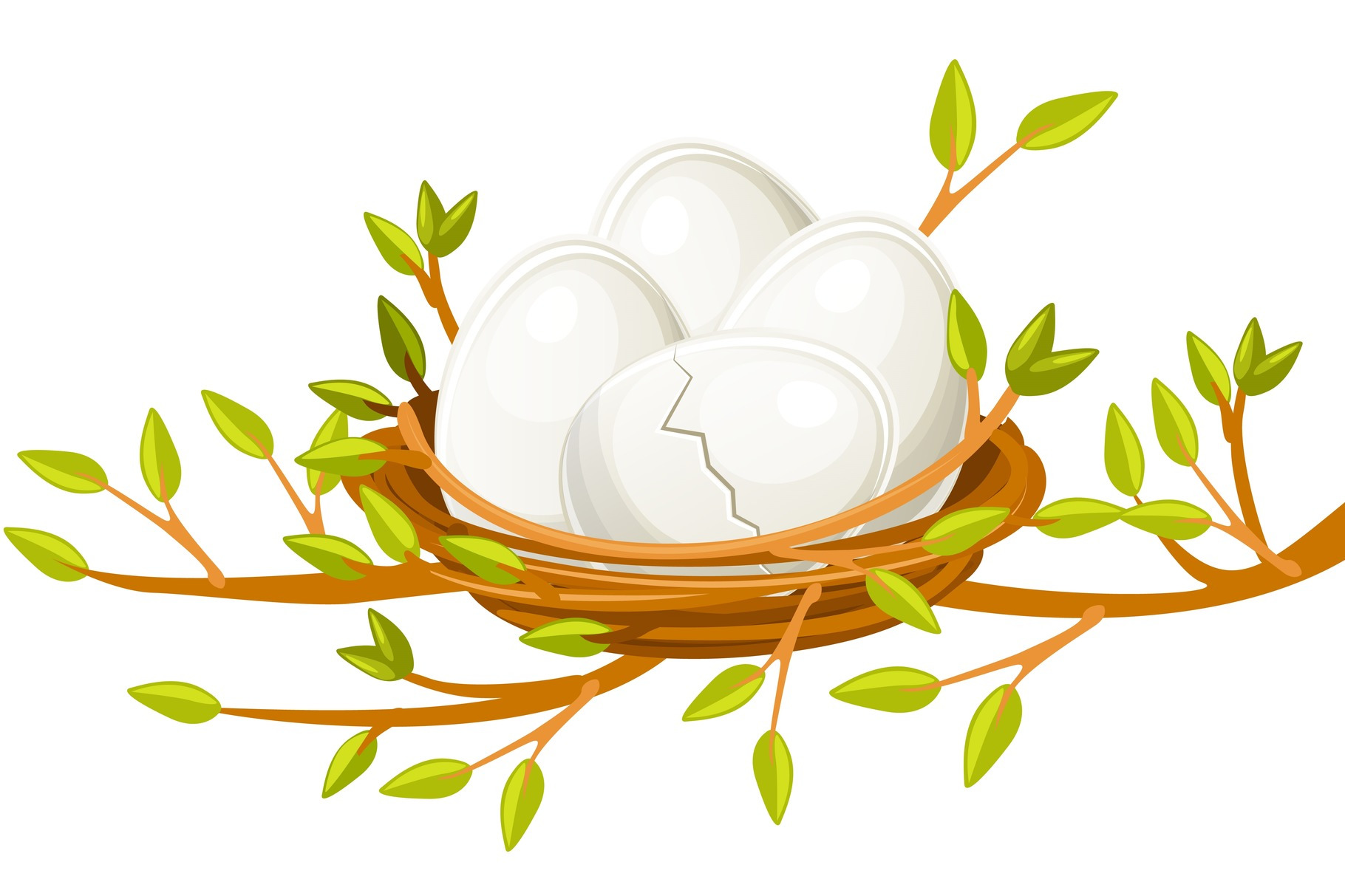 Cartoon funny Egg in birds nest of twigs, an Animal Illustration by ...