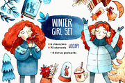 Winter Girl watercolor clipart set | Illustrations ~ Creative Market