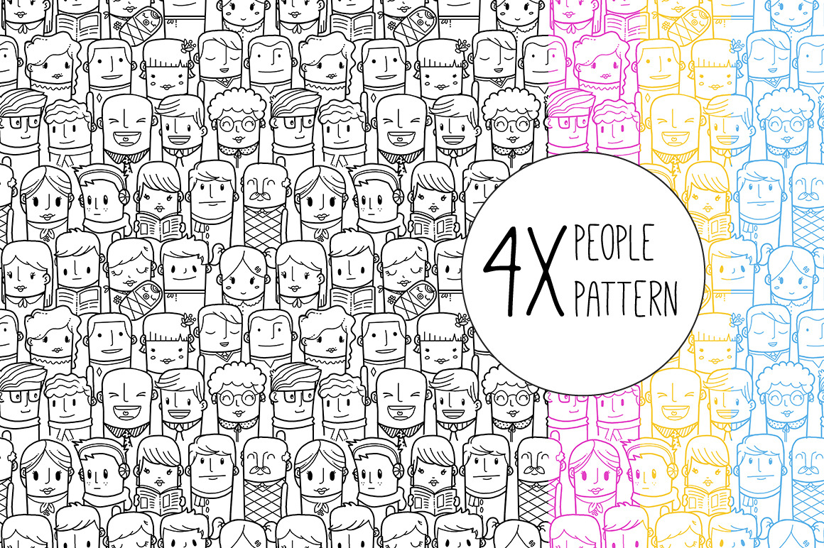 Seamless outline people pattern, a Pattern Graphic by Beatriz Gascón
