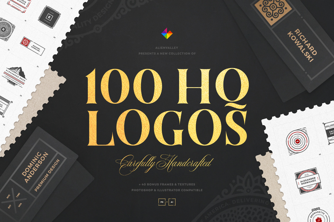 100 HQ Logos, a Branding & Logo Template by AlienValley