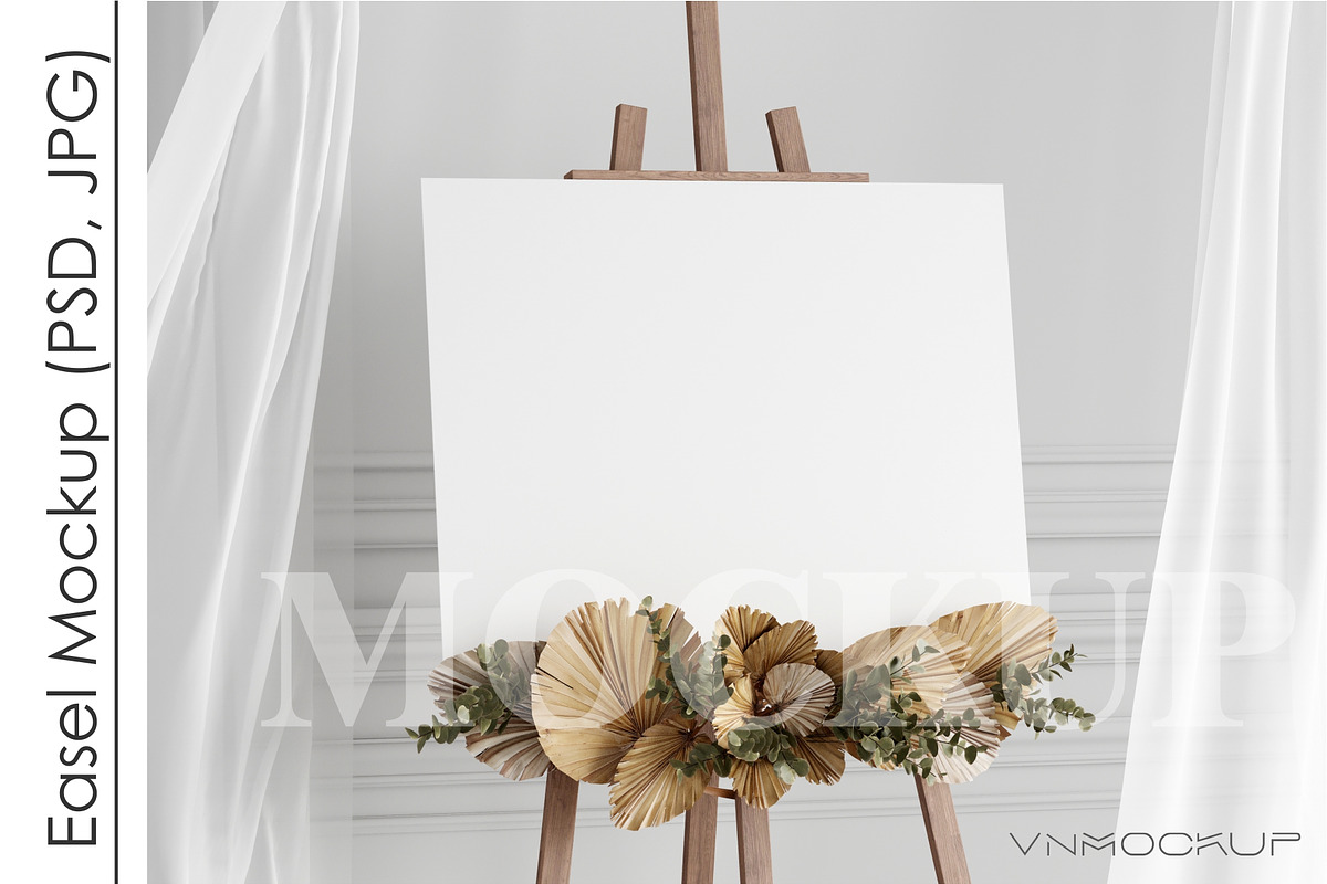 Easel Mockup PSD JPG, a Print Template by VNmockup | Creative Market