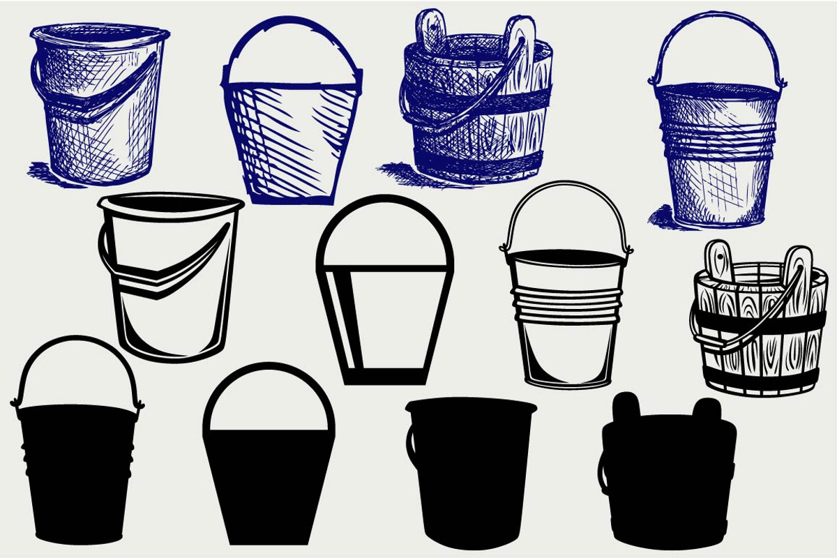 Set buckets SVG, an Outline Icon by LineworkStock