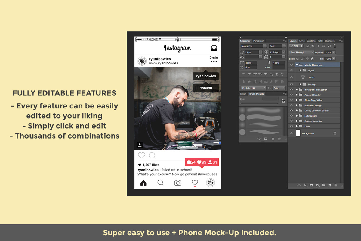 Instagram Editable Template, a Social Media Template by RyanBowlesDesign
