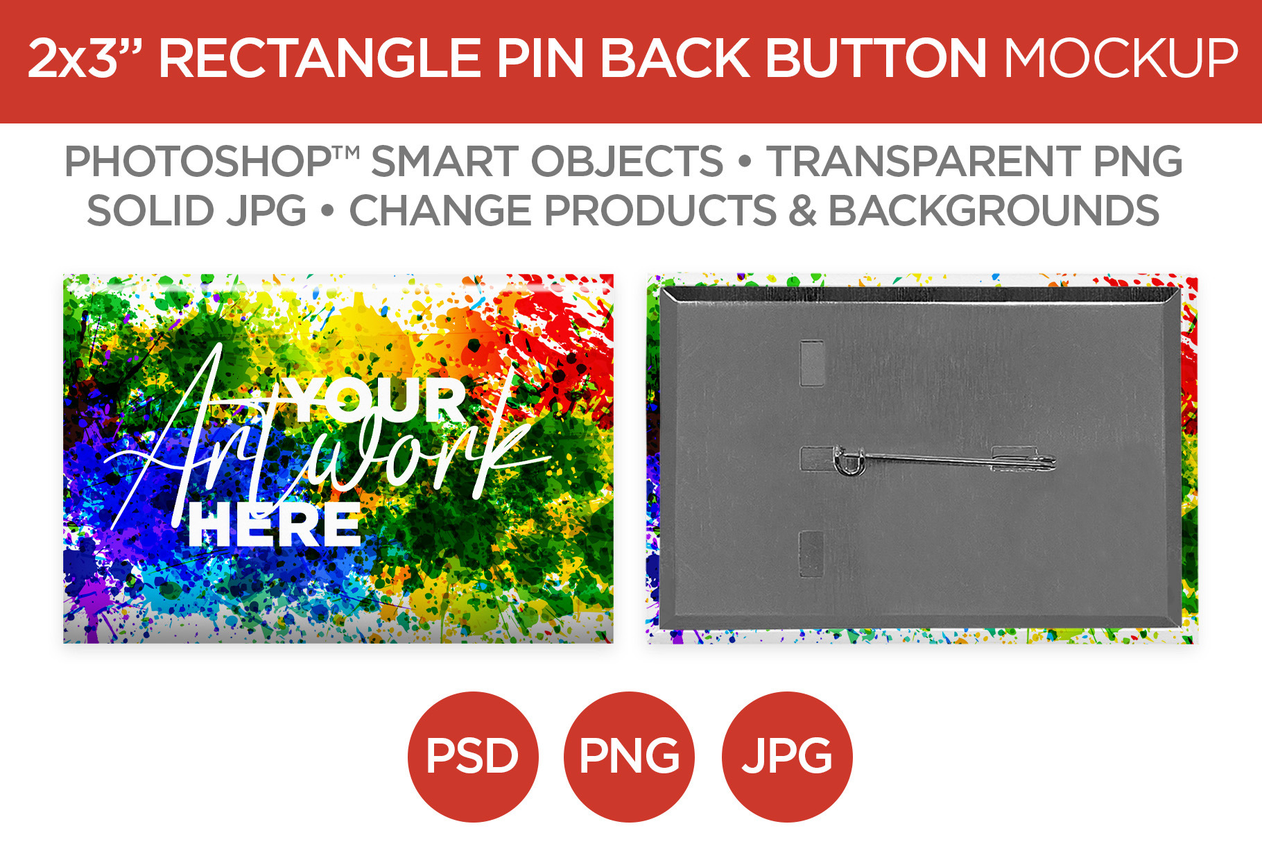 2x3" Rectangle Button Pin Back Mockup | Creative Market