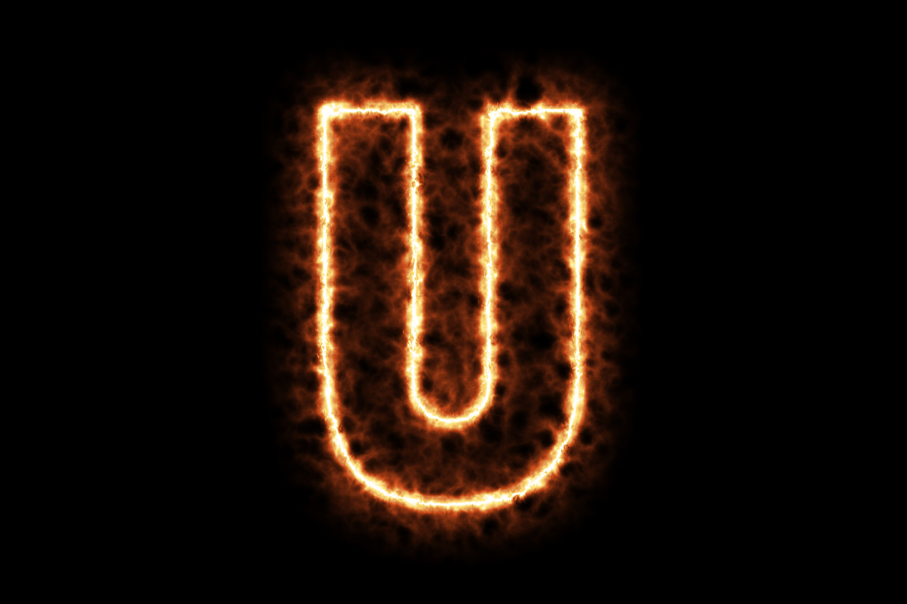 Fire burning forming letter U, capit | Decorative Illustrations ...