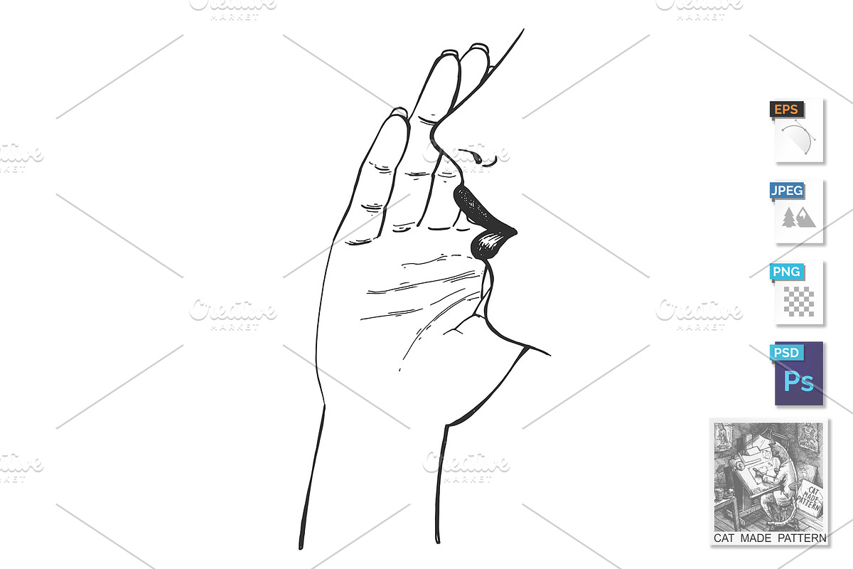 Telling secret gossip gesture sign, a Person Illustration by CatMadePattern