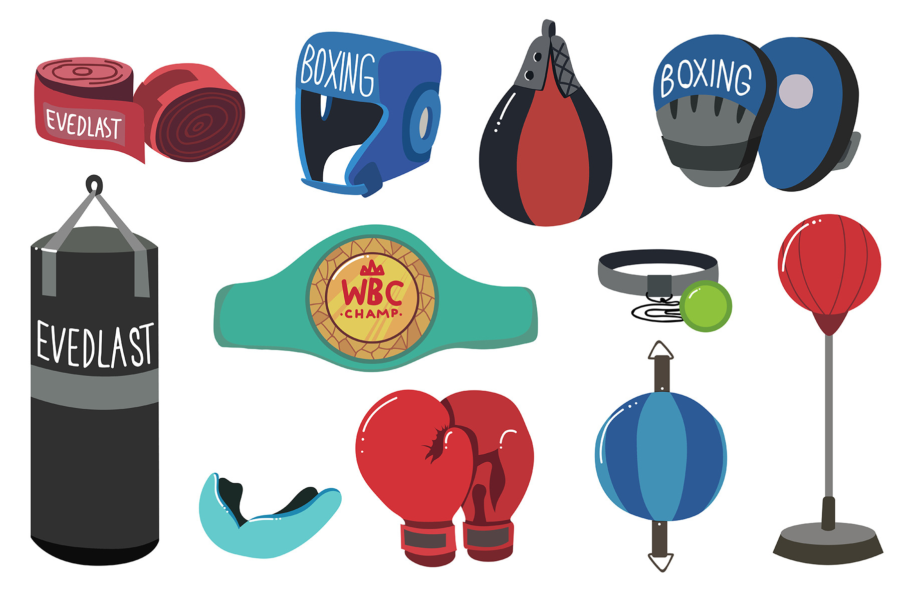 Boxing Equipment Tools Set Vector, an Object Graphic by 2dvillShop