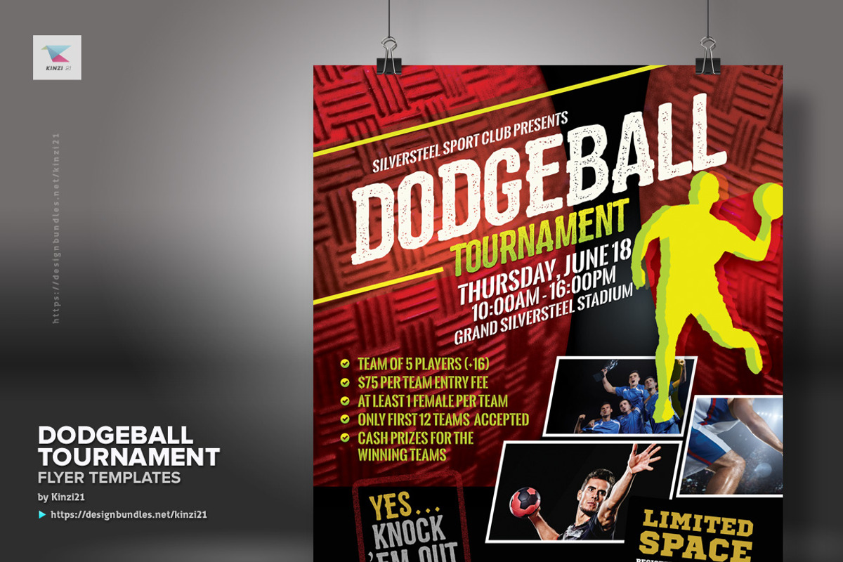Dodgeball Tournament Flyer Template, a Flyer Template by kinzi21