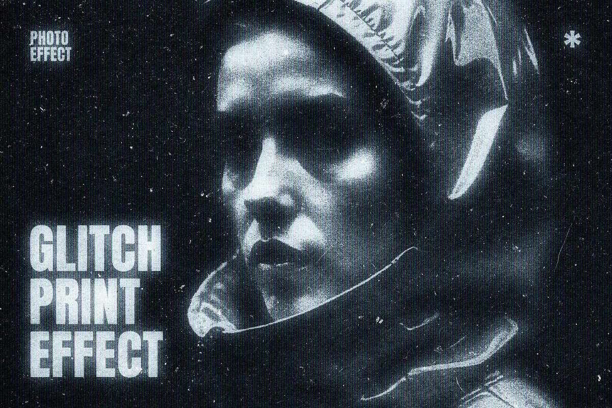 Glitch Print Photo Effect, a Layer Style Add-On by Design Squad
