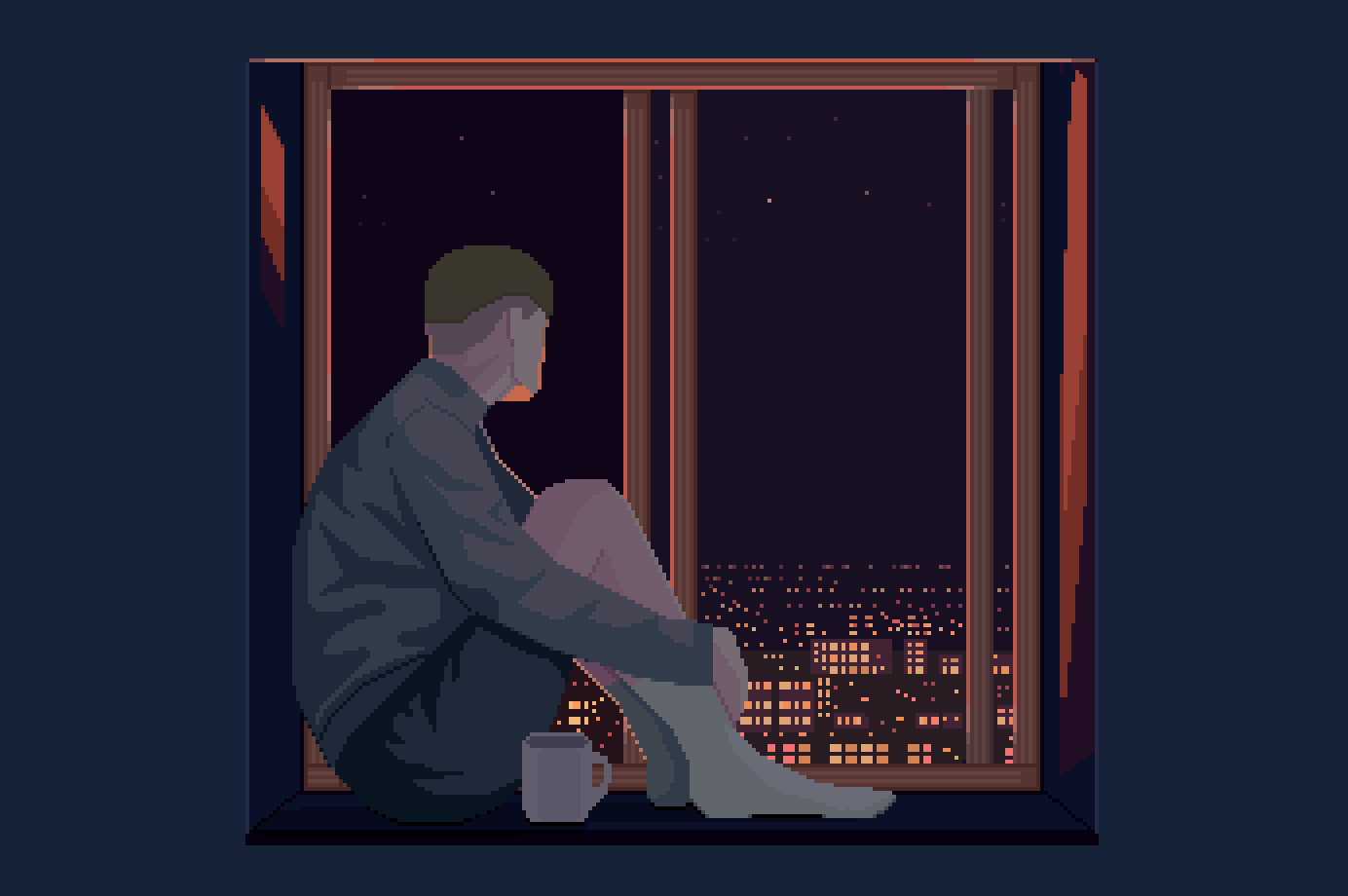 Boy sitting on window, an Illustration by dariusantonx
