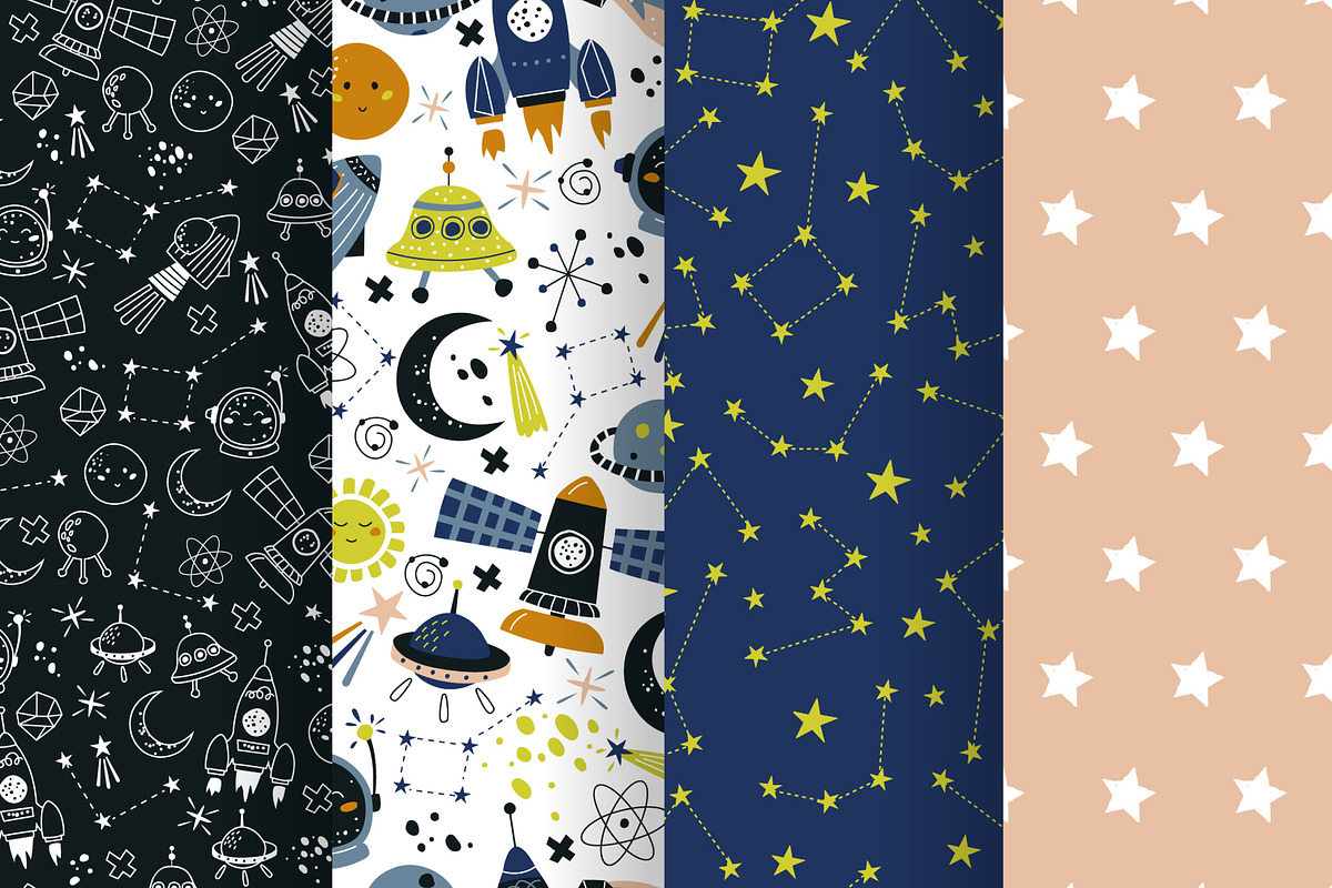 Space patterns, a Pattern Graphic by narinadraban