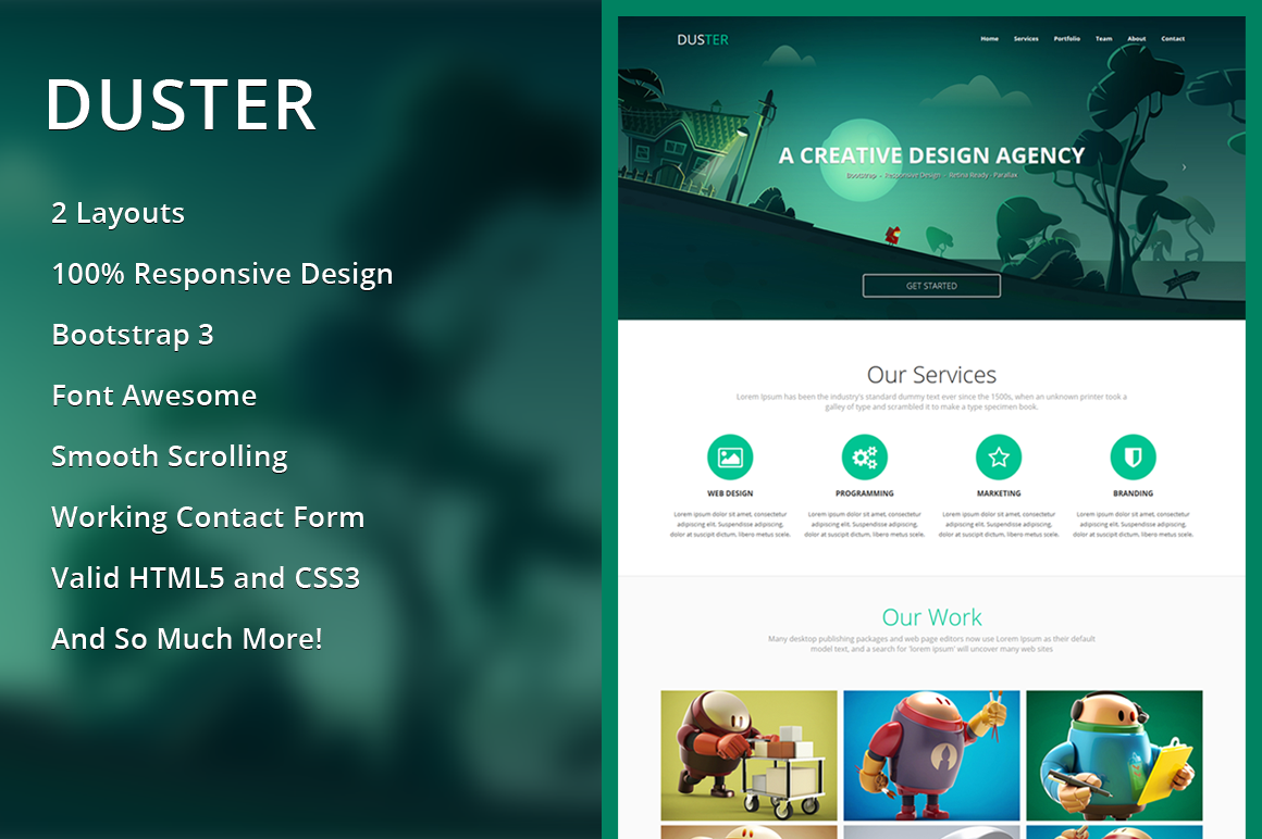 Duster - Single Page HTML Template, a Landing Page Template by Gentil ...
