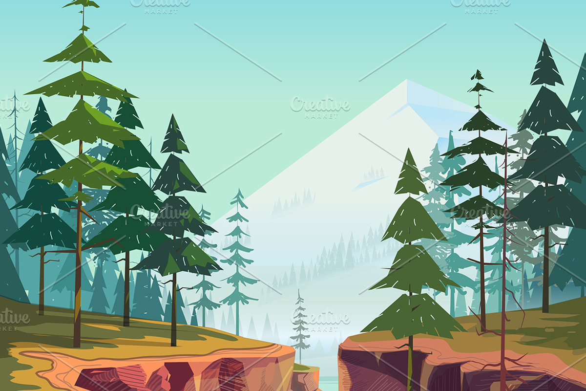 Canyon Vector Background, an Illustration by 2dvillShop