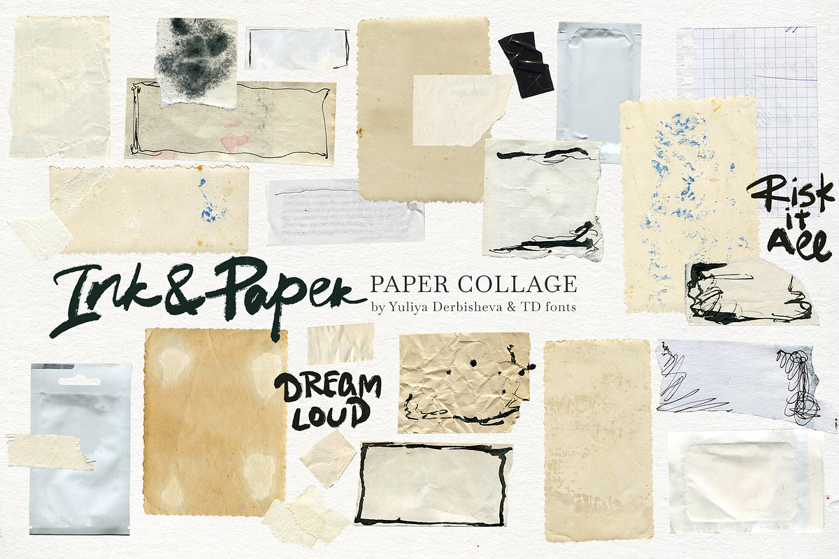 Ink & Paper Collage Mixed Media scraps