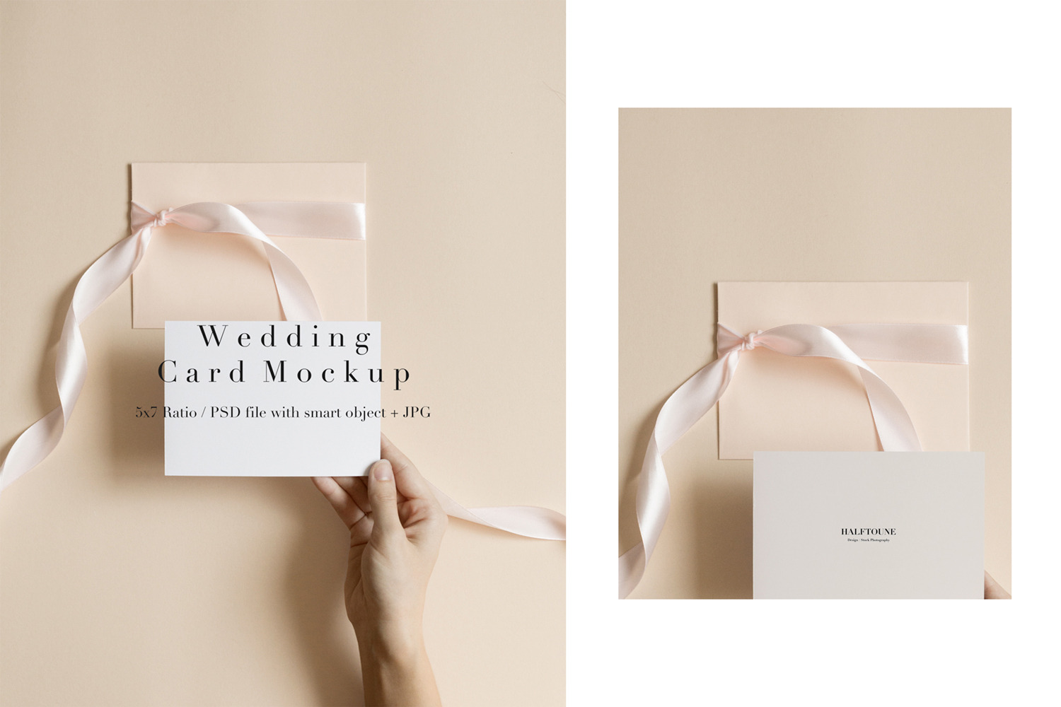 Horizontal Wedding Card Mockup, a Graphic by HALFTOUNE