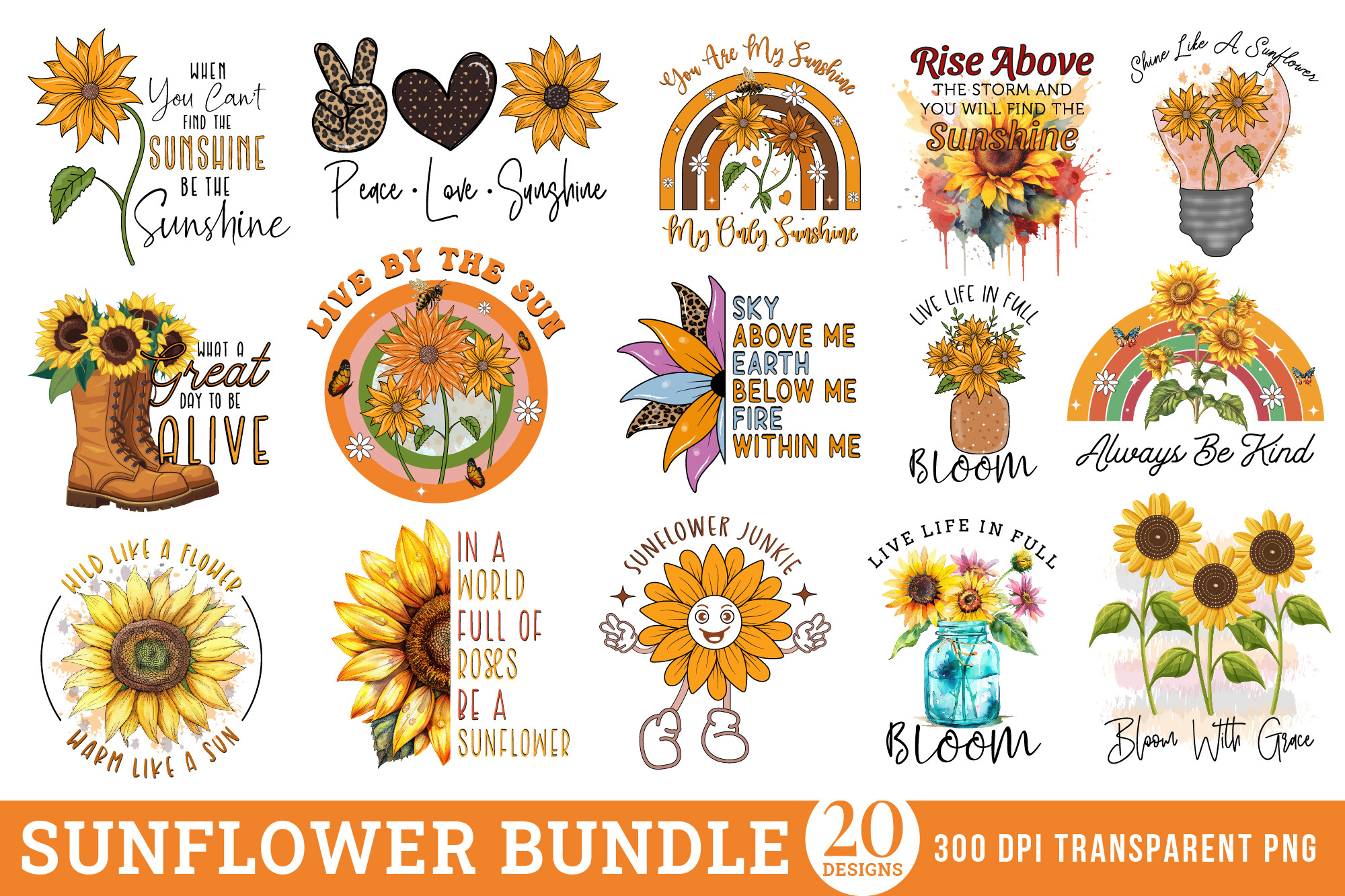 Sunflower PNG Sublimation Bundle