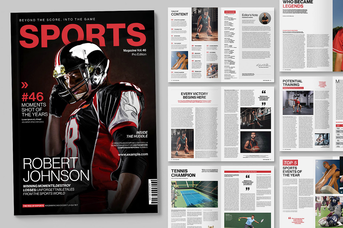 Sport Magazine Template, a Magazine Template by BrandPacks
