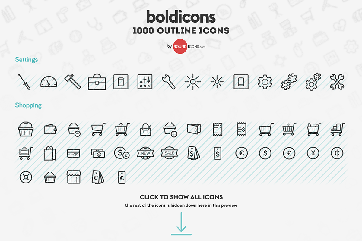 Boldicons - 1000 outline icons, an Outline Icon by Vectopus.com
