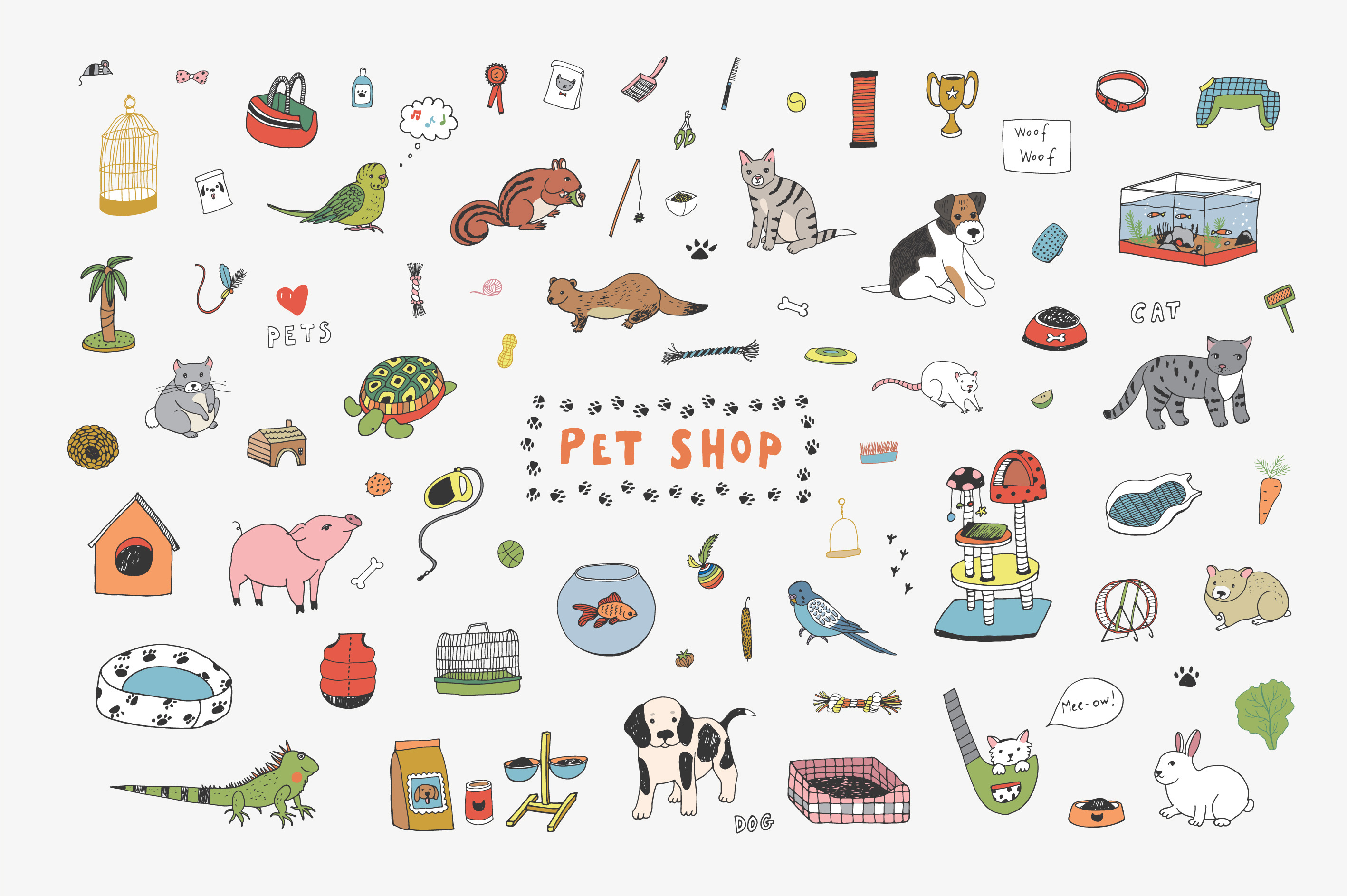 Pet Shop, a Pattern Graphic by GooseFrol