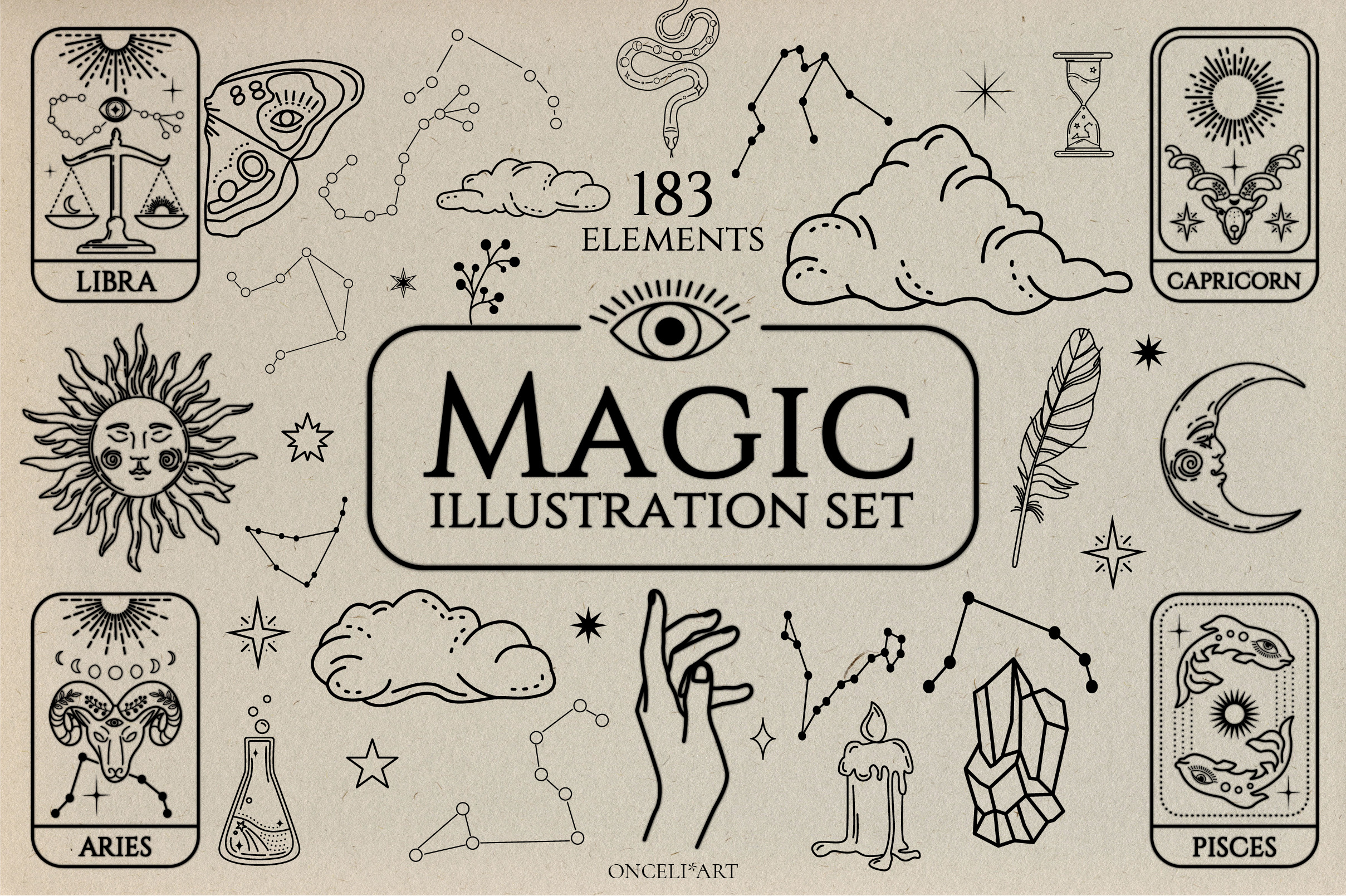Magic illustration set, an Illustration by Onceli*art