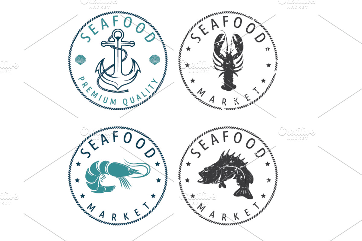 labels for sea food, a Branding & Logo Template by UVAconcept