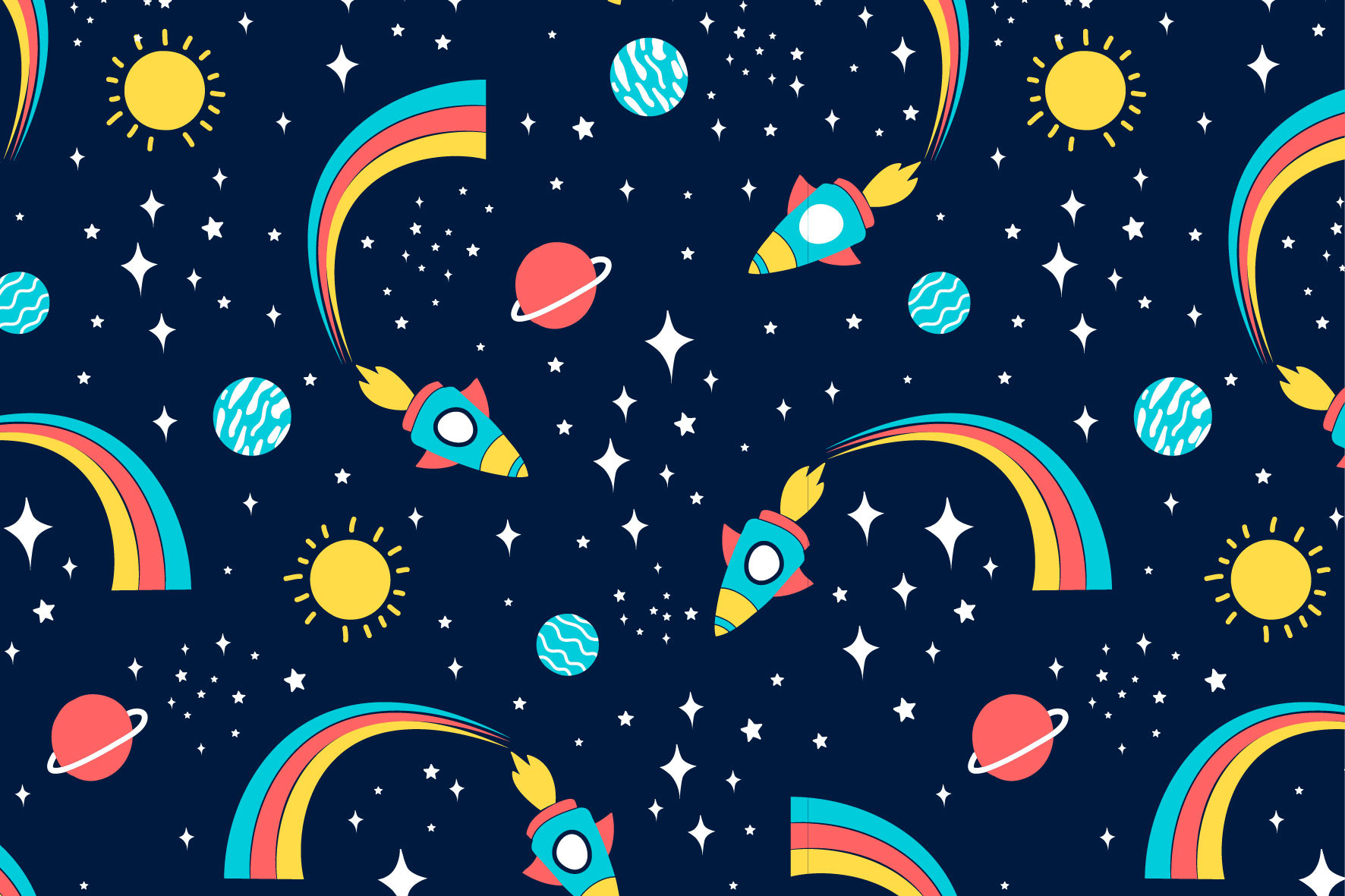 Vector sketch space seamless pattern, a Pattern Graphic by Black_sun