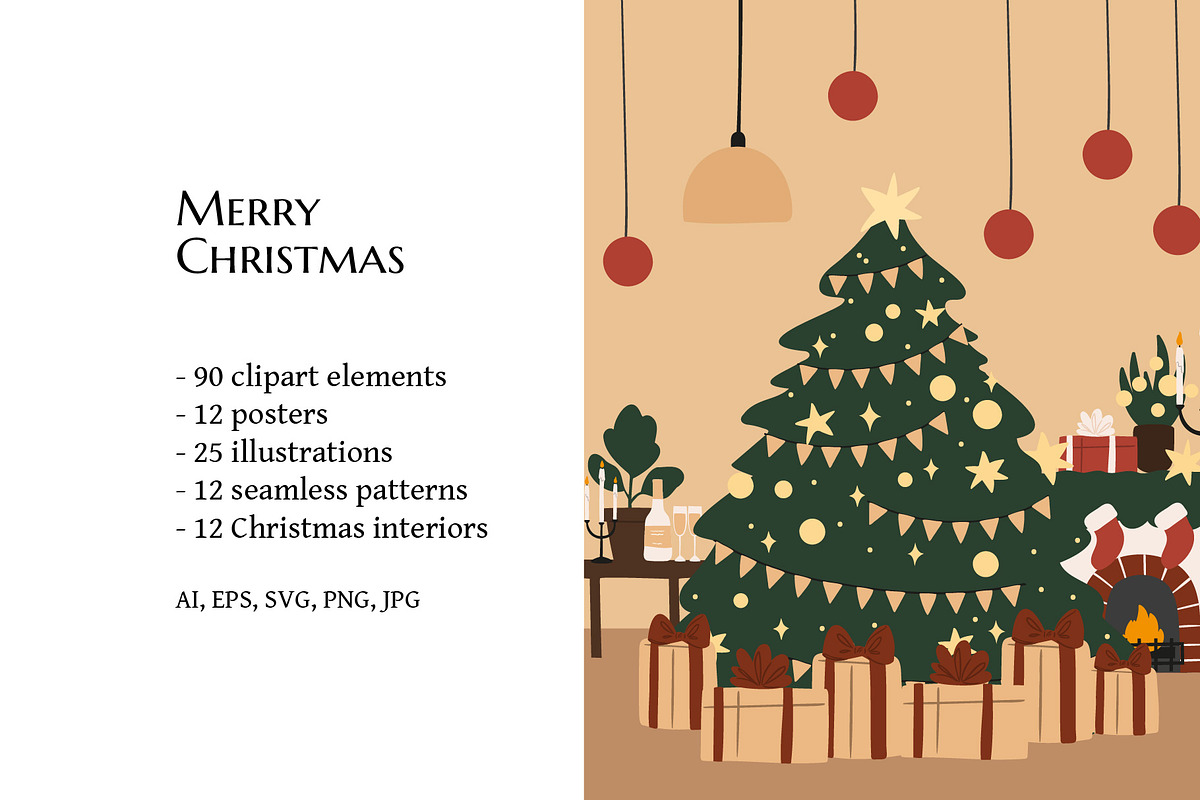 Merry Christmas clipart, a Seasonal Illustration by LyubovZaytseva
