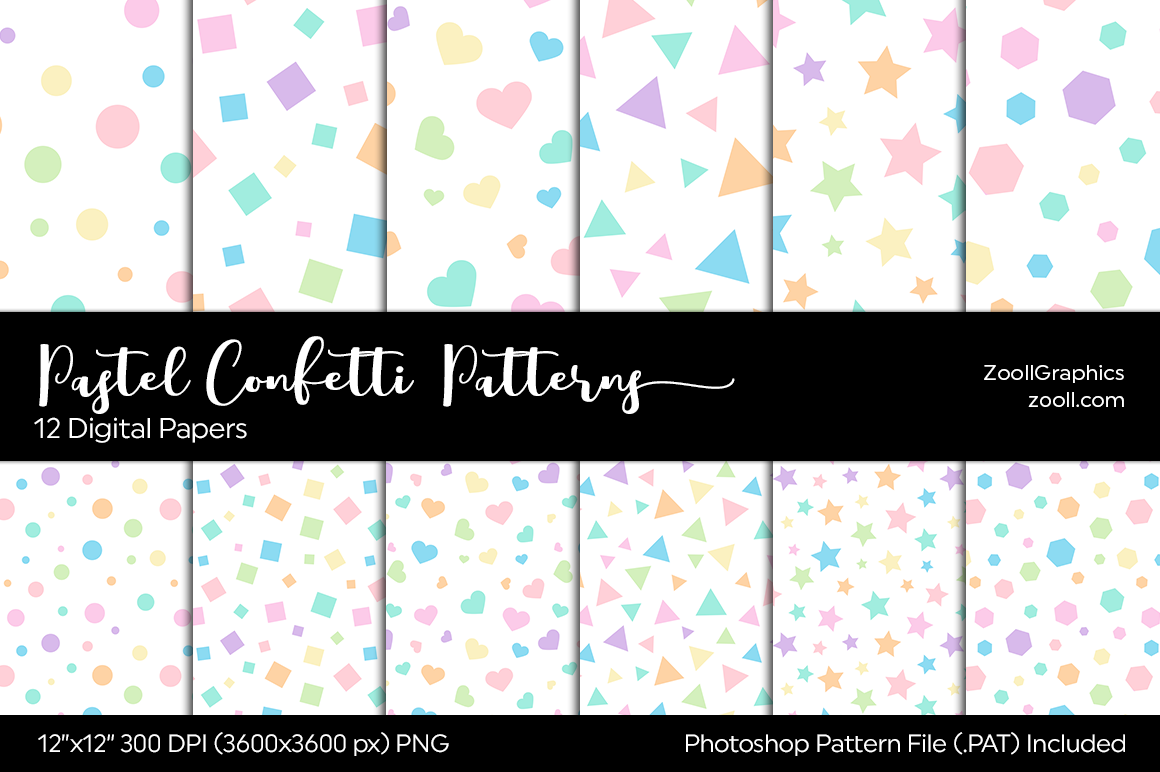 Pastel Confetti Digital Papers, a Pattern Graphic by ZoollGraphics