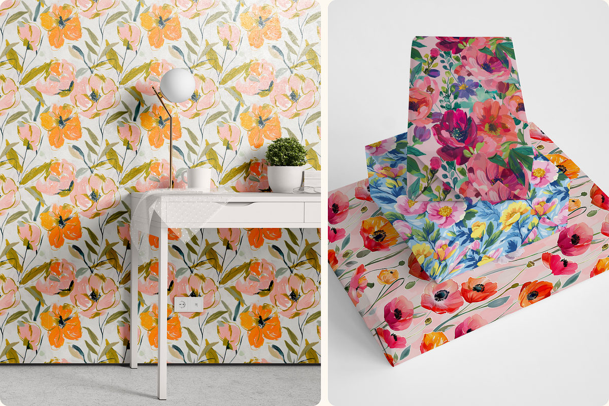 Spring Flowers Seamless Patterns, a Pattern Graphic by Ninterints