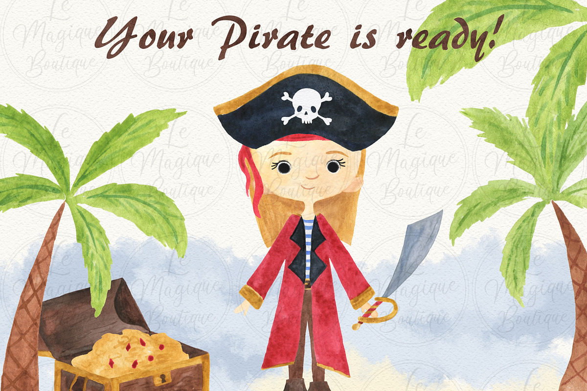 Pirates Watercolor Clipart Set, an Animal Illustration by ...